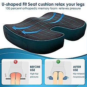 SUPA MODERN Seat Cushion for Office Chair, Gaming Chair Memory Foam Seat Cushion and Lumbar Support Pillow, 3D Breathable Mesh Lumbar Support for Wheelchair Home, Car Back Pillows (Ultra Soft VETVET)
