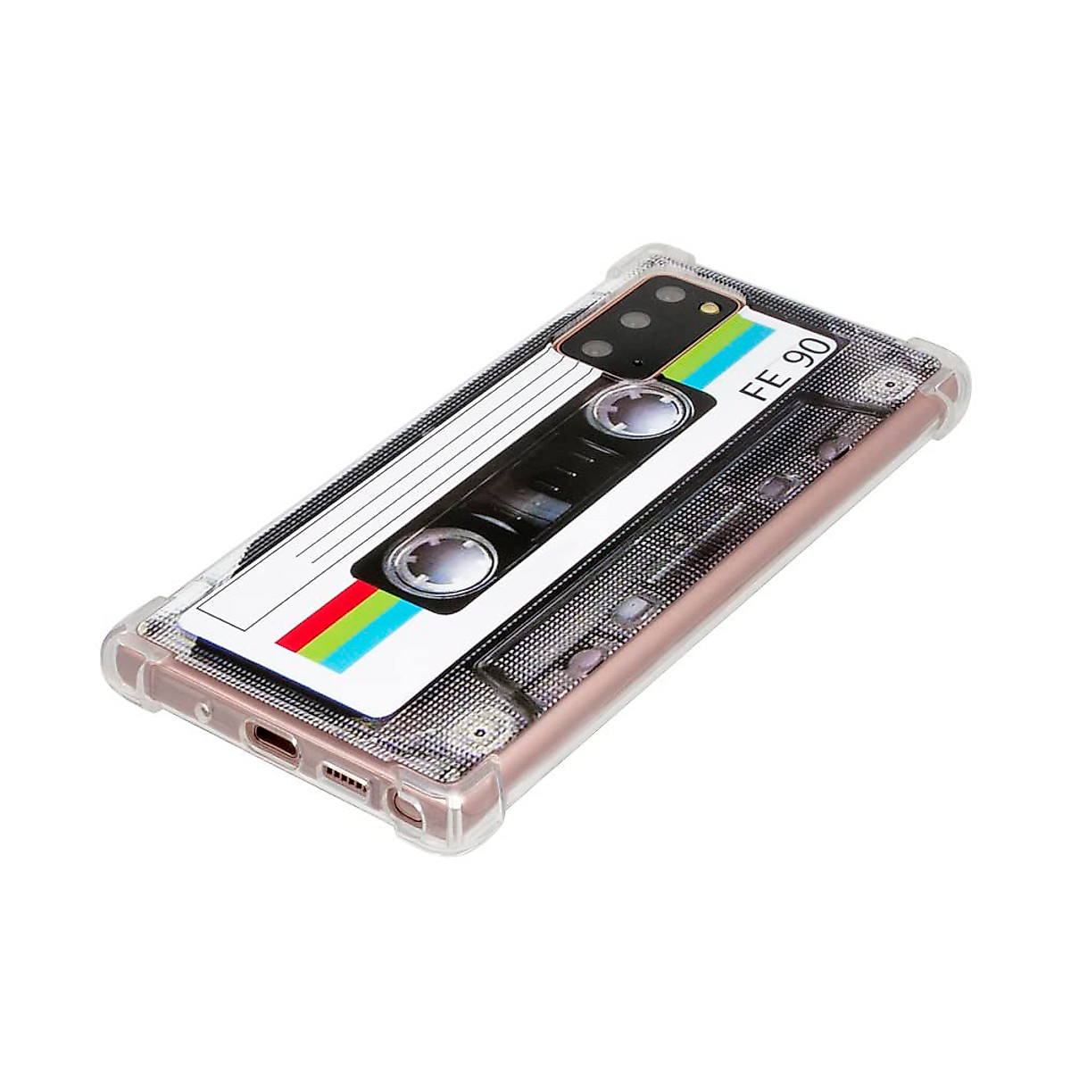 FAteamll Case for Galaxy Note 20,with Reinforced Corners TPU Soft Bumper Retro Cassette Tape Case Compatible with Samsung Galaxy Note 20
