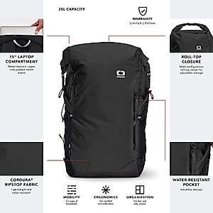 OGIO FUSE Lightweight Backpack (25 Liter, Black, Roll Top)