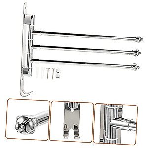 EVANEM Rotating Towel Rail Wall Mounted Hooks Swivel Towel Rack Wall Mounted Clothes Rack Bathroom Towel Hook Towel Rack for Bathroom Coat Hanger Bathroom Swing Arm Towel Bar Towel Rod