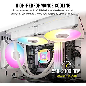 Corsair iCUE AF120 RGB Elite 120mm PWM Triple Fan Kit - Eight RGB LEDs Per Fan - AirGuide Technology - Fluid Dynamic Bearing - Zero RPM Fan Mode - Included iCUE Lighting Node CORE Controller - White
