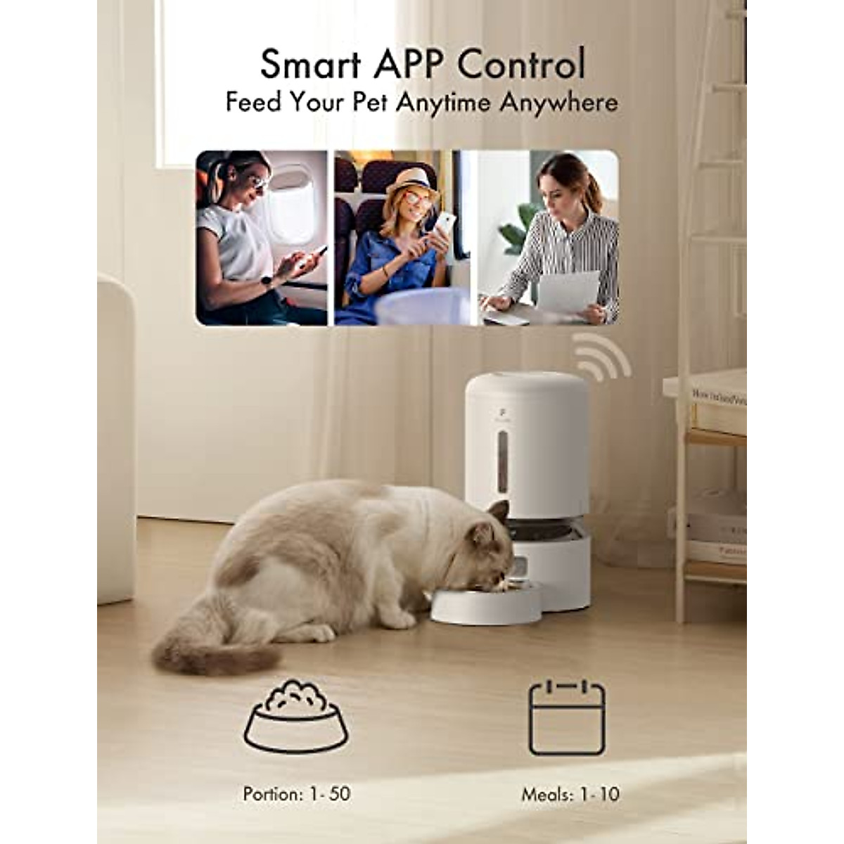 PETLIBRO Automatic Cat Feeder, 5G WiFi Pet Feeder with APP Control for Pet Dry Food, Low Food & Blockage Sensor, 1-10 Meals Per Day, Up to 10s Meal Call for Cat and Dog