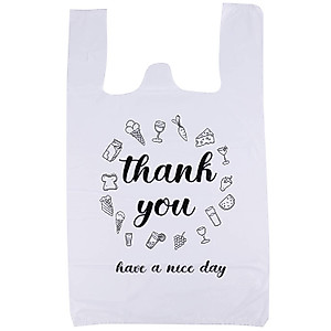 Foraineam 500 Ct Plastic Bags Thank You Reusable Grocery Bag - 13 x 7 x 21 inch, 15 mic, 0.6 mil T-shirts Carryout Shopping Bags