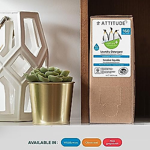 ATTITUDE Laundry Detergent, EWG Verified, Plant and Mineral-Based Formula, HE Compatible, Vegan and Cruelty-free Household Products, Wildflowers, Bulk Refill, 160 Loads, 135.26 Fl Oz