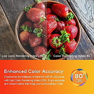 MikeWin MR16 LED Bulb 6Pack,5W 12V, GU5.3 Bi-Pin Base,50-Watt Equivalent,2700K Warm White,Non-Dimmable MR16 LED Spot Light Bulbs for Indoor Outdoor Landscape Track Lighting