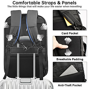 hk Travel Backpack for Men 40L,TSA Friendly Flight Approved Carry On Luggage Backpack,Personal Item Travel Bag,17.3 Inch Waterproof Business Laptop Backpack Weekender Bag with USB Charging Port