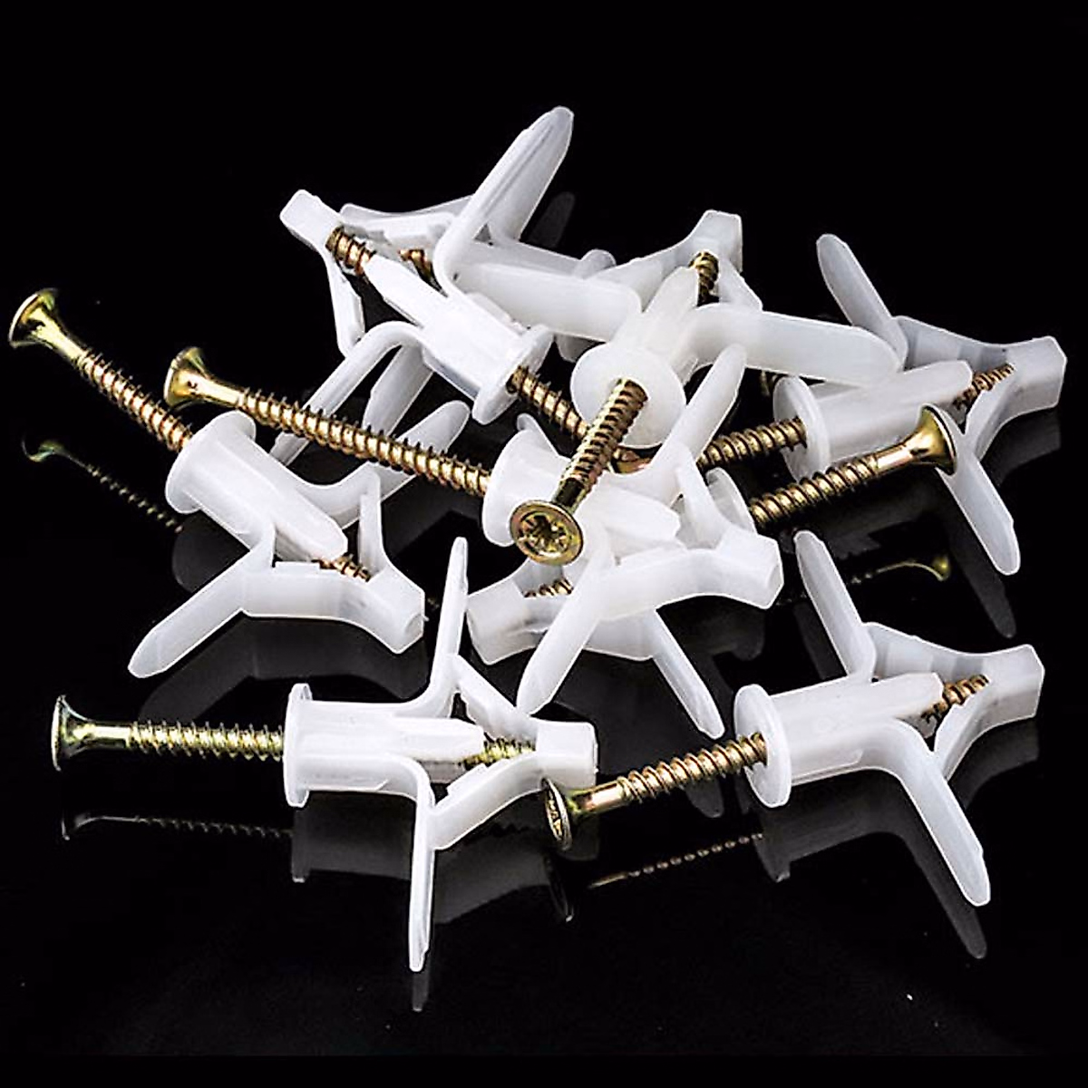 Ling-Ming CL-Link Plasterboard Fixings, Aircraft Expansion Anchor Bolts Tube and Countersunk Screws, Frame Fixings Wall Connector for Wall Curtain Gypsum Board Fixings(50 + 50 Screw)100 Pcs, White