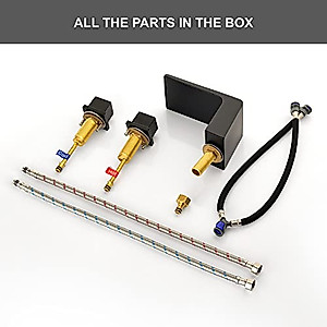 SHAMANDA Waterfall Bathroom Faucet 3 Hole, 2 Square Handle Widespread Rv Lavatory Sink Faucet with cUPC Water Supply Lines, Solid Brass, Matte Black, LB401-7