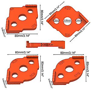 4 Pcs Set Radius Jig Router Templates, Radius Quick Jig for Woodworking, High Hardness ABS+CNC Jig Radius Corners R5 R10 R15 R20 R25 R30 R35 R40