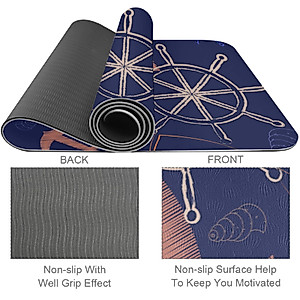 REJOON Sailboat PatternYoga Mat Thick Non Slip Yoga Mats for Women&Girls Exercise Mat Soft Pilates Mats