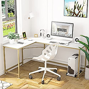 Teraves Reversible L-Shaped Desk Corner Gaming Computer Desk Office Workstation Modern Home Study Writing Wooden Table