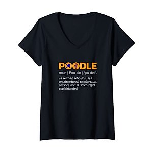 Womens Womens SGRho Sigma 1922 Poodle Noun Gamma Rho Hand Sign V-Neck T-Shirt