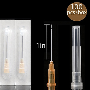 100 Pack - 25Ga 1 Inch Dispensing Tool with Luer Lock for Industry, Scientific Laboratory, Plant Cultivation Research, Liquids Refiling and Measuring(Individually Sealed Packed)