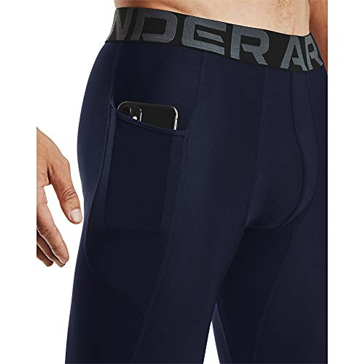 Under Armour Men's Armour HeatGear 3/4 Leggings , Midnight Navy (410)/White, Medium
