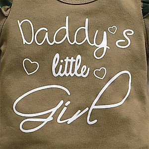 AMAWMW Baby Girl Clothes Set Daddys Little Girl Ruffle Romper Top Camouflage Pants Newborn Baby Girl Outfit 3-6 Months