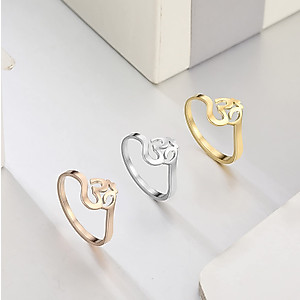 SIPURIS Lotus Flower Om Ohm Aum Symbol Ring Yoga Adjustable Open Rings Promise Rings Flower of Life Filigree Band Finger Ring Jewelry Gifts for Women Men