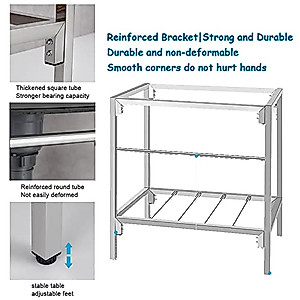 Commercial Utility Sink 304 Stainless Steel Free Standing Camping Sink with Faucet Storage Shelve,Outdoor Kitchen Washing Station for Garage Farmhouse