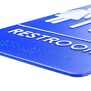 London Health Products Uni-Sex Restroom Sign - ADA Compliant - Blue & White - Includes Adhesive Tape and Instructions