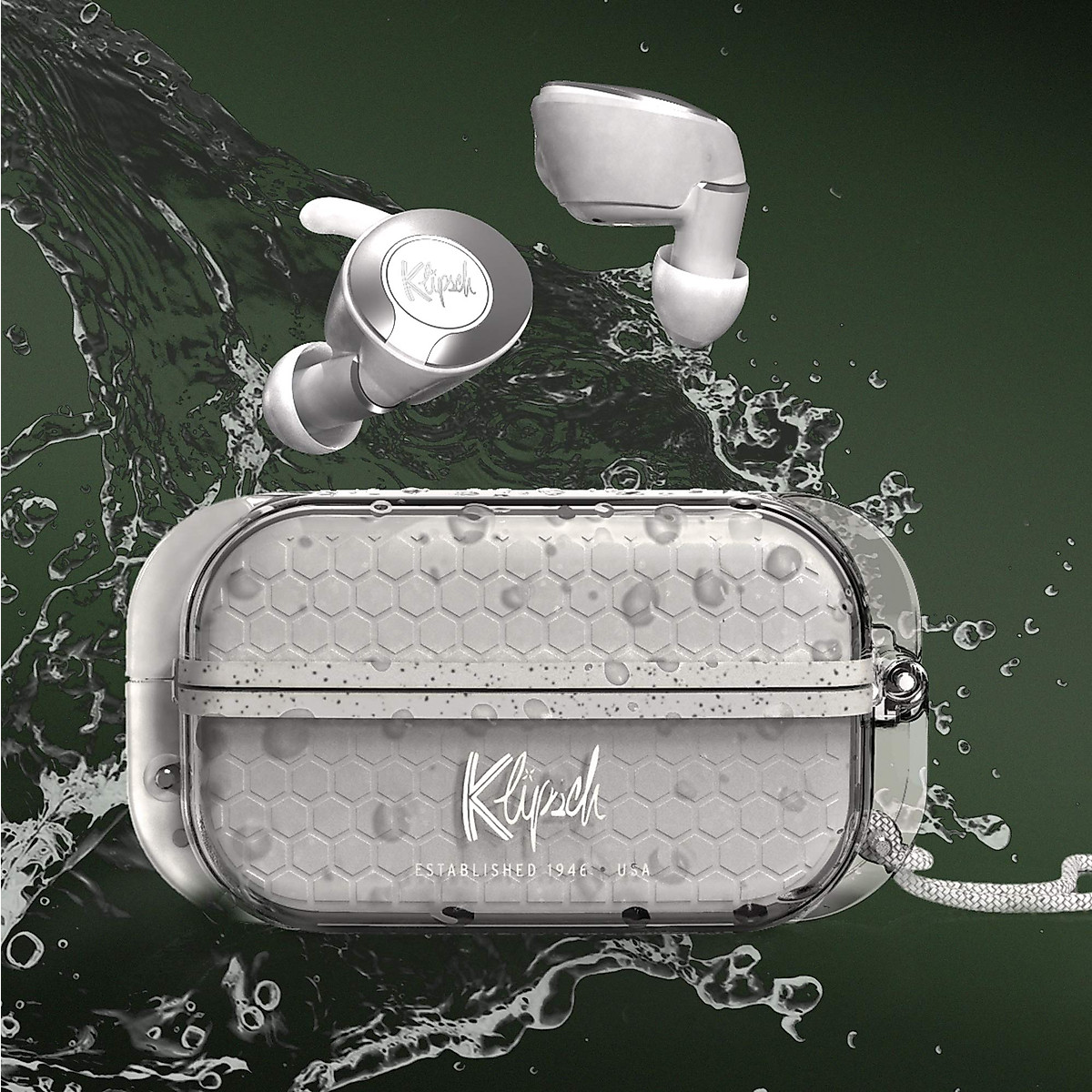 Klipsch T5 II True Wireless Sport Earphones with Dust/Waterproof Case & Earbuds, Best Fitting Ear Tips, Ear Wings, 32 Hours of Battery Life, and Wireless Charging Case