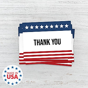 Patriotic Thank You Greeting Cards / 125 American Thanks Note Cards With White Envelopes/Bulk USA Military Thank You Cards/Made In The USA