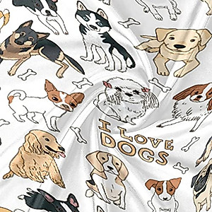 Cute Dog Satin Pillowcase for Hair and Skin Silk Washable Pillowcase, Dog Pattern Theme Pillow Cases Cooling Satin Pillow Covers with Envelope Closure, Standard Size(20x30 inches)