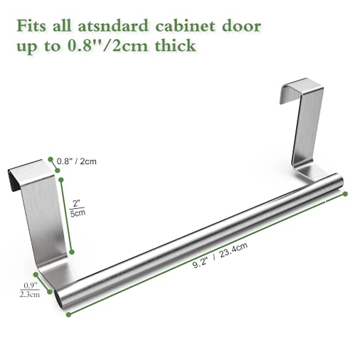 Towel Rack for Cabinet, Strong Steel Kitchen Over Cabinet Towel Bar Holder, 9" Wide - 2 Pack