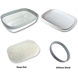 kiasona Travel Soap Box,soap Bar Holder Dish Container Case with Sponge saver Drain&Silicone Band,Strong Sealing,Leak Proof,Portable,Best for Bathroom,Shower,Gym,School,Camping,Hiking,Vacation,Outdoor