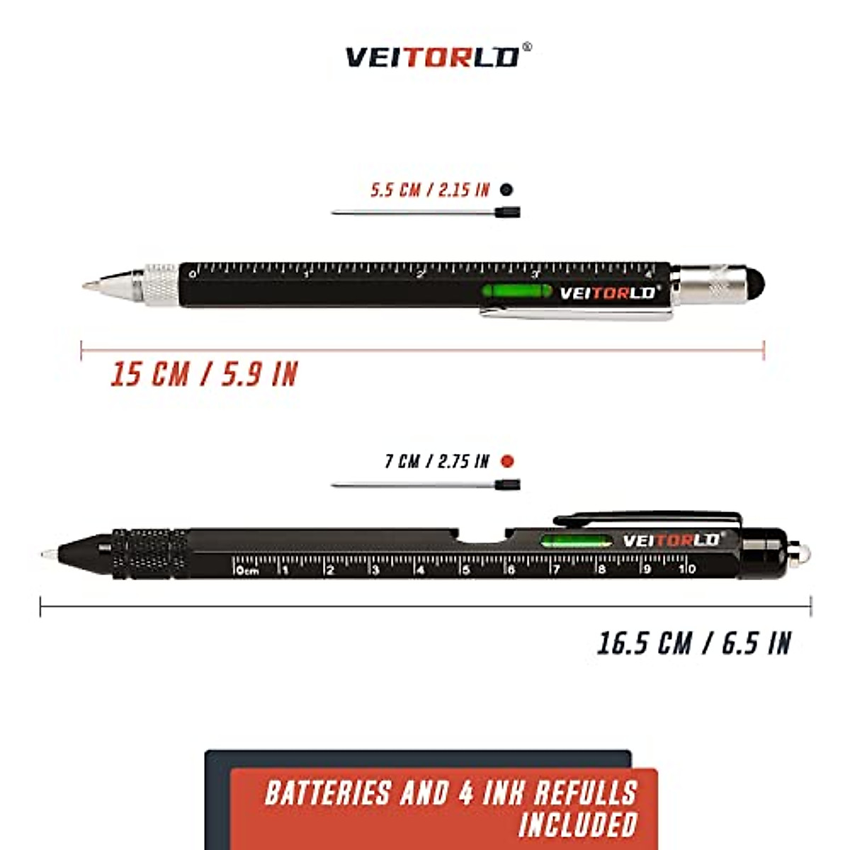 VEITORLD Gifts for Men Dad Husband from Daughter Wife, Valentine's Day, 10 in 1 Multi-tool 2pcs Pen Set, Unique Birthday Gift Ideas, Anniversary Cool Gadgets for Him Boyfriend