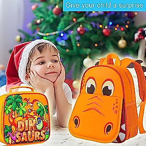gxtvo Toddler Backpack for Boys, Dinosaur Kids Preschool Bookbag and Lunch Box, 12" Cute Cartoon Animal Schoolbag