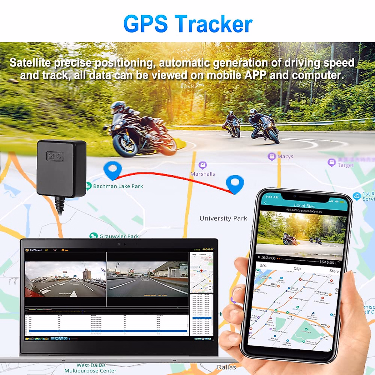 VSYSTO Fish Eye Camera WiFi Motorcycle Dash Cam, 150° Wide Angle SONYIMX307 Lens, 3" IPS Screen WDR HD 1080P Front & Rear Sports Action Camera DVR with GPS, Waterproof Case, G-Sensor Loop Recording