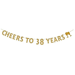 MAGJUCHE Gold glitter Cheers to 38 years banner,38th birthday party decorations