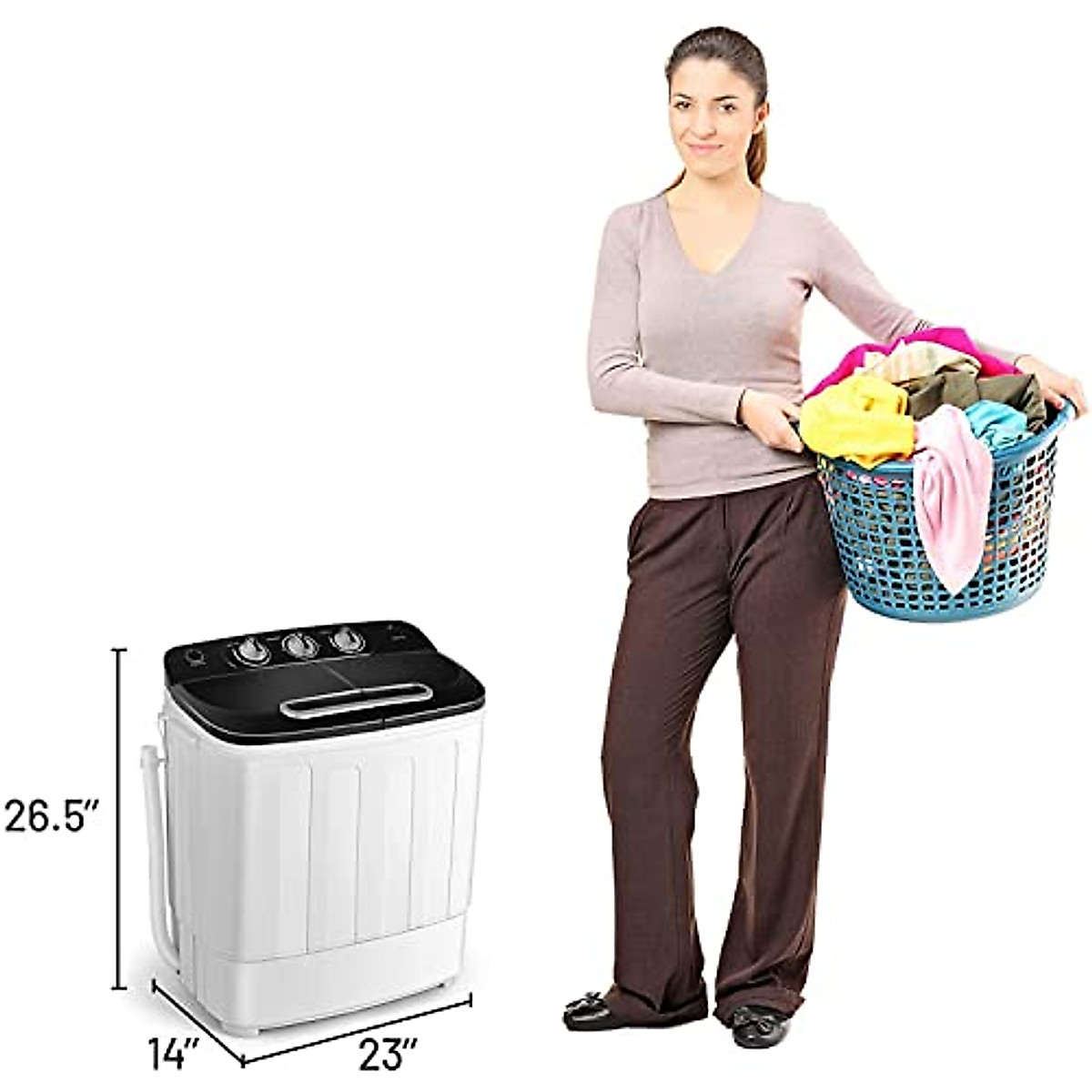 MamaHome DF-X3608-Black Mini Washing Machine, XPB36-1208-Black, Black