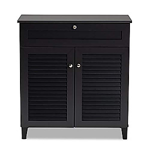 BOWERY HILL Wood 4-Shelf and Drawer Shoe Cabinet in Dark Gray
