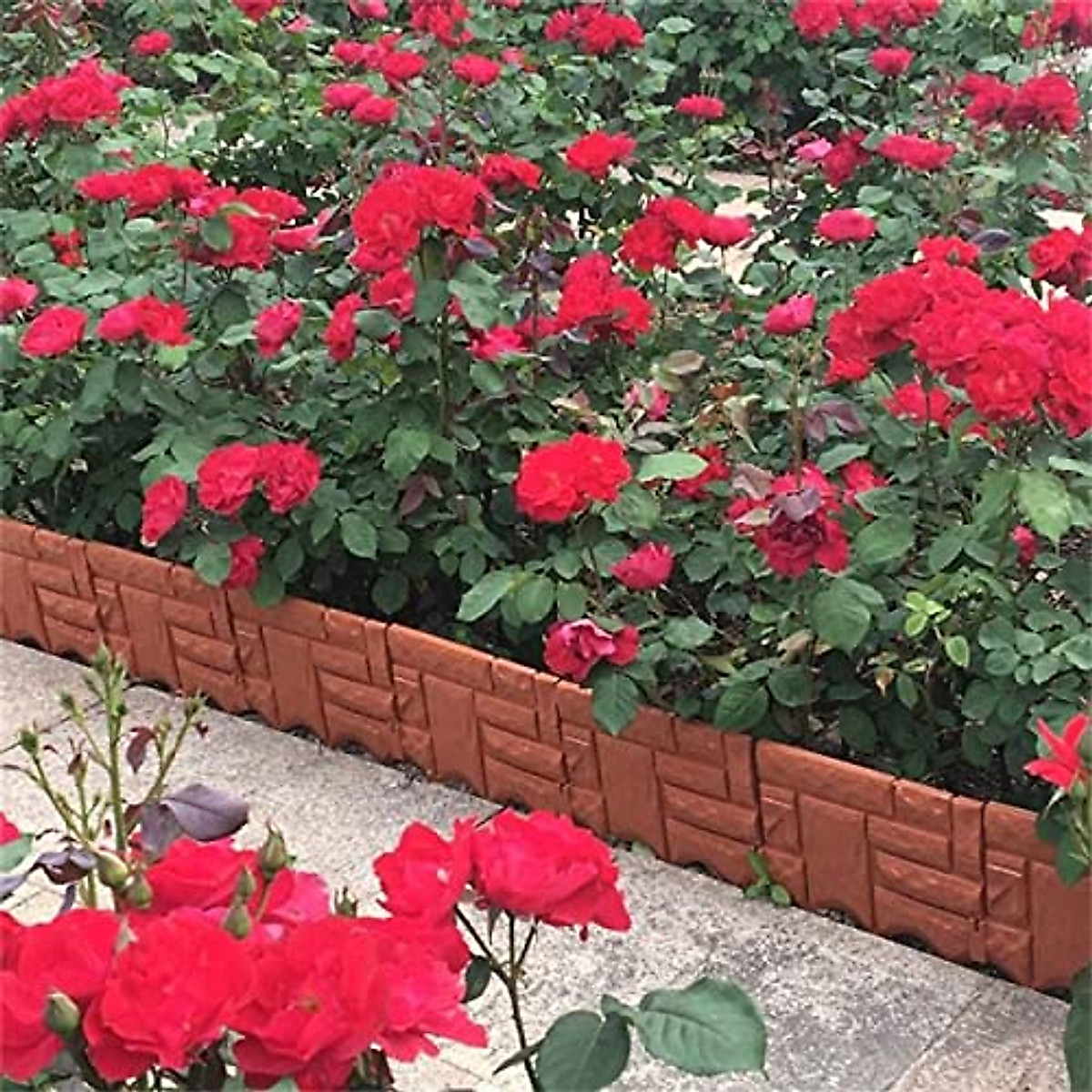 Garden Edging Set Plastic Fence, Imitation Stone Fence, Garden Edging Border Imitation Stone Brick, for DIY Decorative Patios Lawn Paths Landscape Walkways Flower Beds Border-10pcs