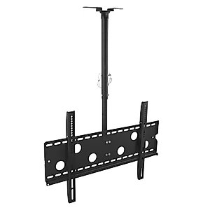 Mount-It Ceiling TV Mount For 32 37 40 42 43 50 55 60 65 70 Inch Flat Panel Televisions, Articulating Hanging Swivel TV Pole Bracket Adjustable Height 175 Pound Capacity, Black (MI-501B), Single