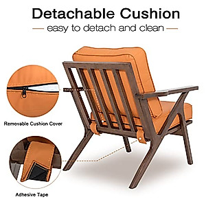 ONG Mid Century Accent Chair Brown Leather - Modern Armchair Upholstered Cushioned with Wooden Armrest Wood Legs Lounge Single Sofa Chair for Living Room Bedroom Home Furniture 330lbs (Brown Leather)