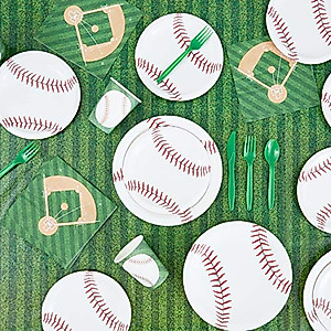 BLUE PANDA Baseball Tablecloth Birthday Party Plastic Table Cover (54 x 108 in, 3 Pack)