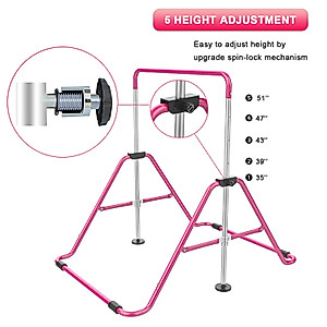 RINREA Gymnastic Bars for Kids with Adjustable Height, Folding Gymnastic Training Kip Bar, Junior Expandable Horizontal Monkey Bar for Home