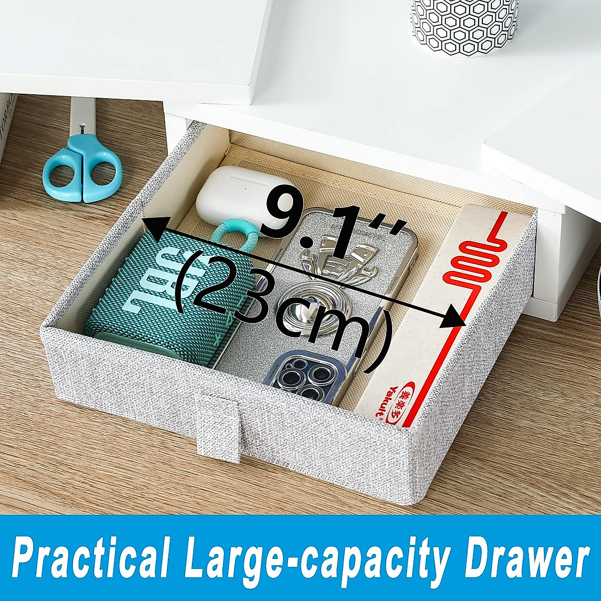 TEAMIX White Dual Monitor Stand Riser with Drawer - Length and Angle Adjustable Double Corner Desk Shelf Organizer 37 inch Long for 2 Laptop/PC/Screen/TV