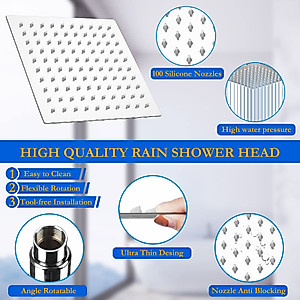 High Pressure Rainfall Shower Head, Rain Head with Height/Angle Adjustable Extension Arm and Handheld Combo, Koeka Flow Stainless Steel Powerful Spray Long Hose