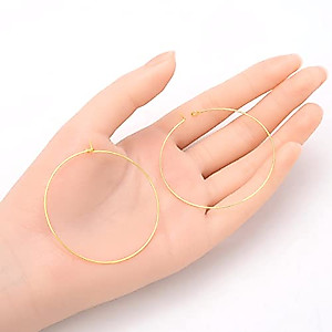 20pcs Adabele Hypoallergenic Tarnish Resistant 50mm Gold Round Hoop Connector (Wire 0.7mm/21 Gauge/0.028 inch) for Earrings Pendant Wine Glass Charm Jewelry Making BF3-5