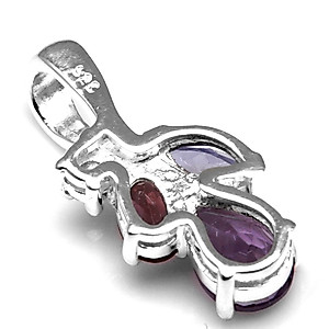 Silvershake Natural Amethyst Iolite Rhodolite Garnet and Tanzanite 925 Sterling Silver Pendant with 18 Inch Necklace