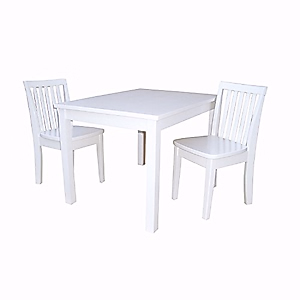 International Concepts 3 Piece Children's Table and Chairs, Linen White