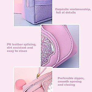 Kawaii Cute cat Pencil case Three-Layer Pencil case Large Capacity Pencil case Cute School Supplies (Blue)