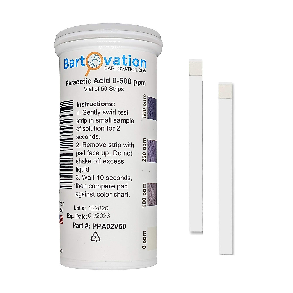 Peracetic Acid Test Strips, 0-160 & 0-500 ppm Bundle