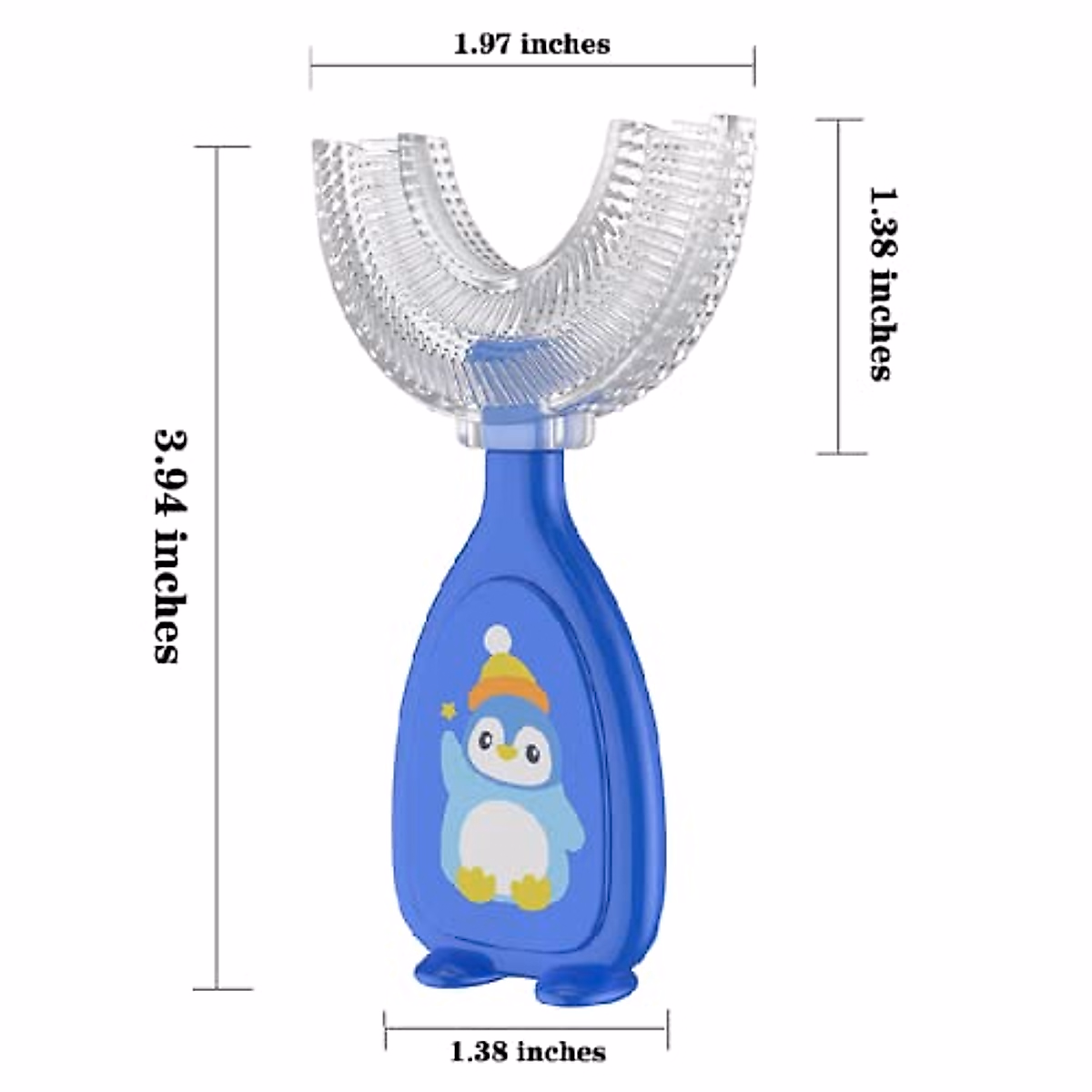 U Shaped Toothbrush for Kids, Whole Mouth Toothbrush 360 Clean Teeth,Food Grade Soft Silicone Brush Head, Teeth Whitening for Kids, Suitable for Age 2 6 Todlder(2 PcS Navy Blue + Orange with Box)