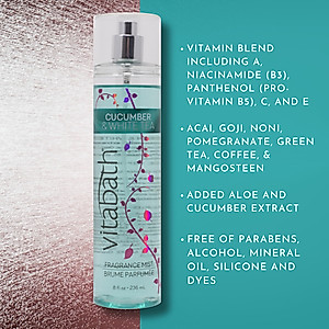 Vitabath Fragrance Mist, Cucumber and White Tea, 8 Ounce