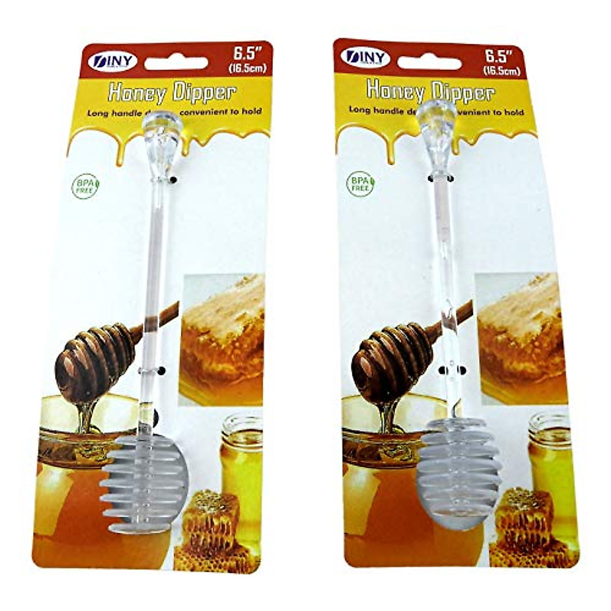 2 Pack BPA Free Honey and Syrup Dipper Stick Server Honey Spoon