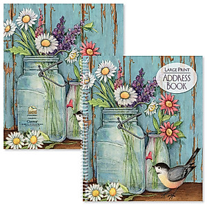 Large Print Jar Address Book by Susan Winget - Large Print Address Book, 56 Pages, Big 7 inch by 8-1/2 inch, Spiral-Bound, Easy Reading Legible Print Forms