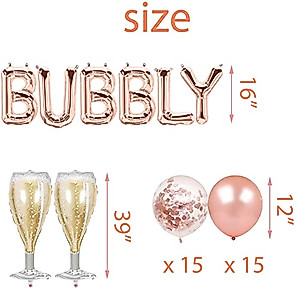Bubbly Bar Balloons Rose Gold Mimosa Bar Party Banner Bride To Be/We are Engaged/Bridal Shower/Just Married/Bachelorette/Wedding/Champagne Brunch Themed Happy Anniversary Party Supplies Decorations